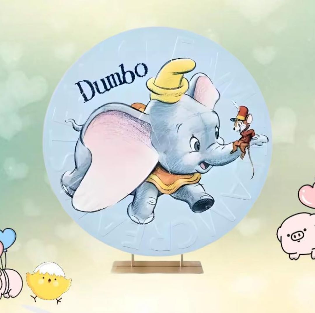 Dumbo the Elephant Round Backdrop, Baby Shower Birthday Party Decor - Etsy