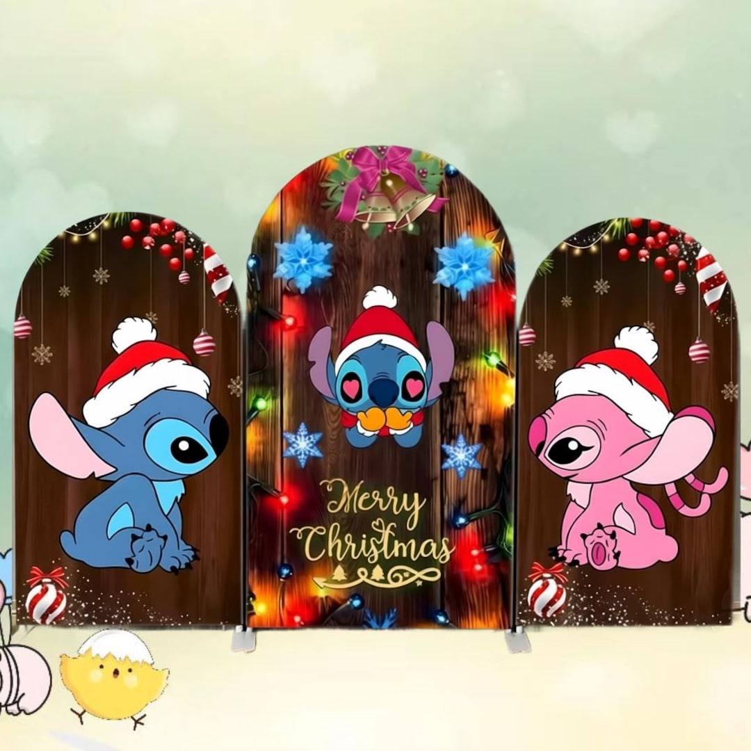 Merry Christmas Stitch Arch Backdrop, Double Sided Party Cover - Etsy