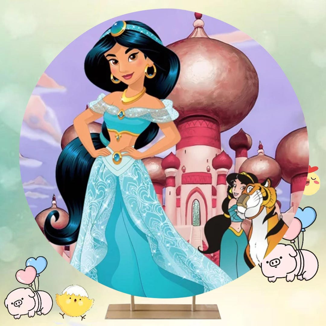 Princess Jasmine of Aladeng Backdrop Disney Round Backdrop Birthday ...