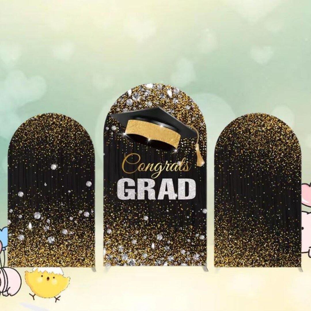 Congrats Grad Arch Backdrop: Double Sided Bachelor Cap Party Decor - Etsy