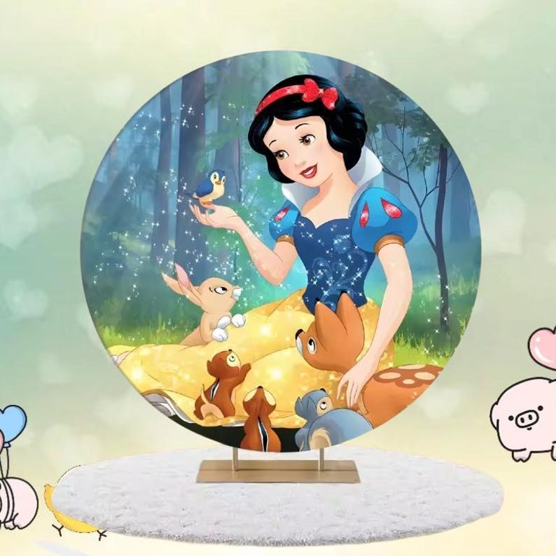 Snow White Round Backdrop, Princess Birthday Party Decoration - Etsy