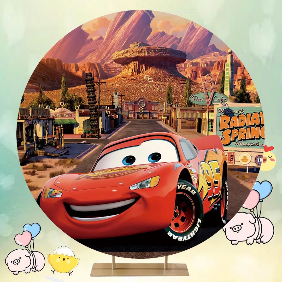 Macqueen Cars Round Backdrop: Birthday Party Photo Prop - Etsy