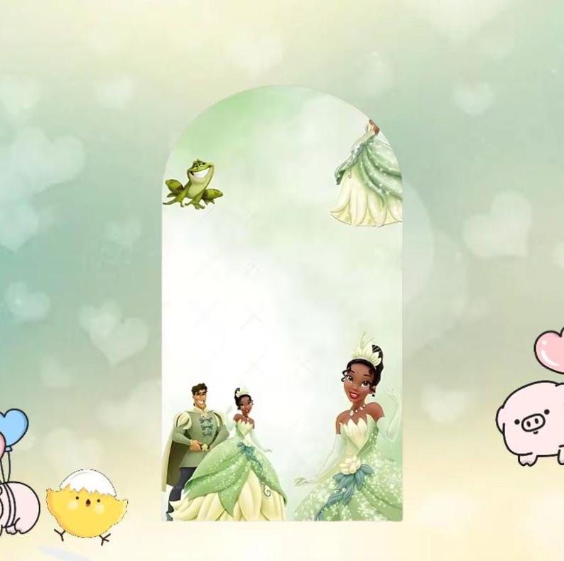 Princess Tiana Arch Backdrop Cover, Double Sided, Kids Birthday - Etsy