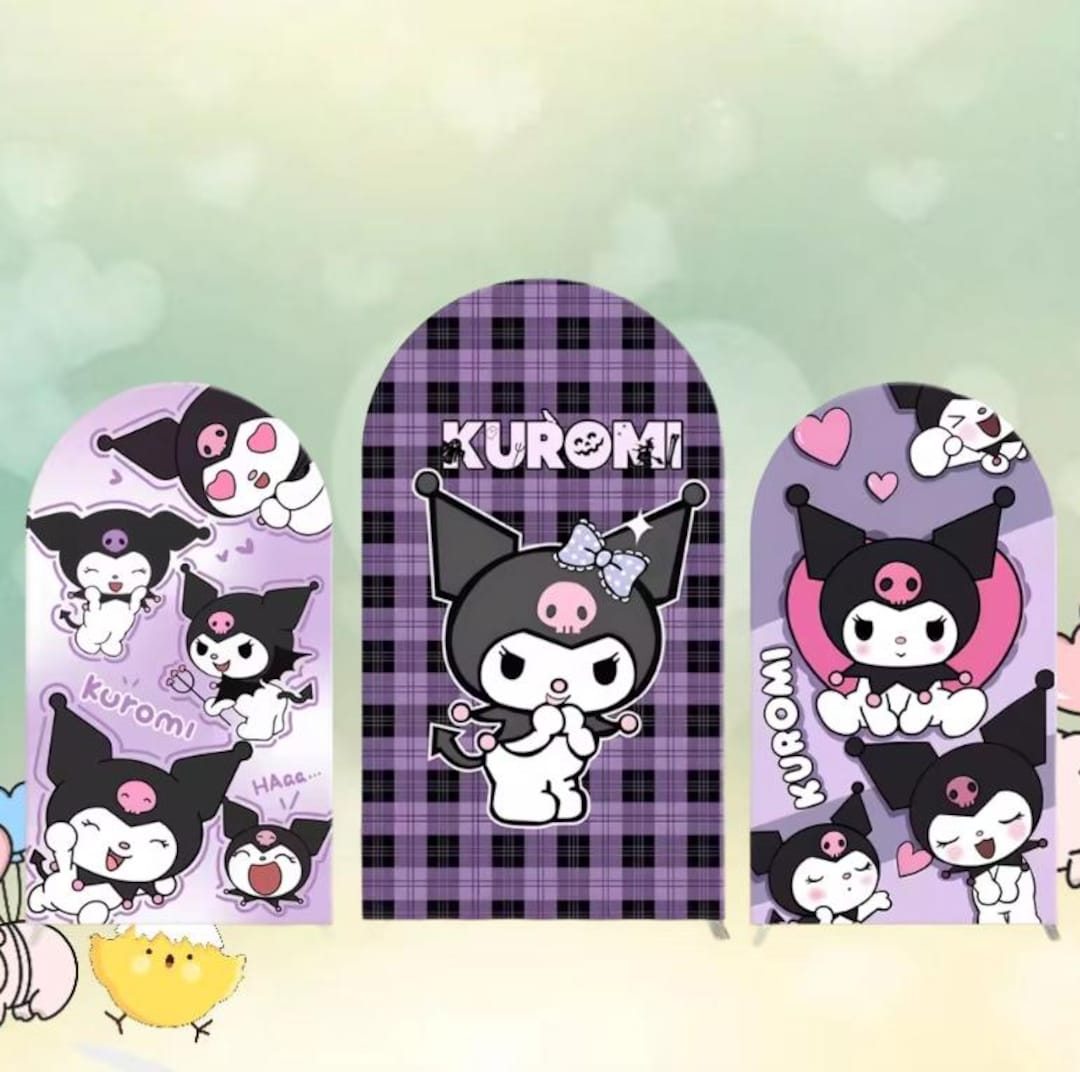 Kuromi Arch Backdrop Cover, Sanrio Purple Plaid Birthday Party Decor - Etsy