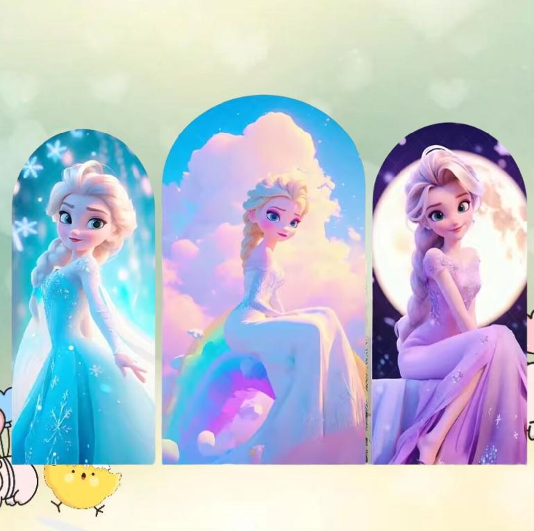 Elsa Princess Disney Frozen Arch Backdrop Double Side Cover Kids Girls ...