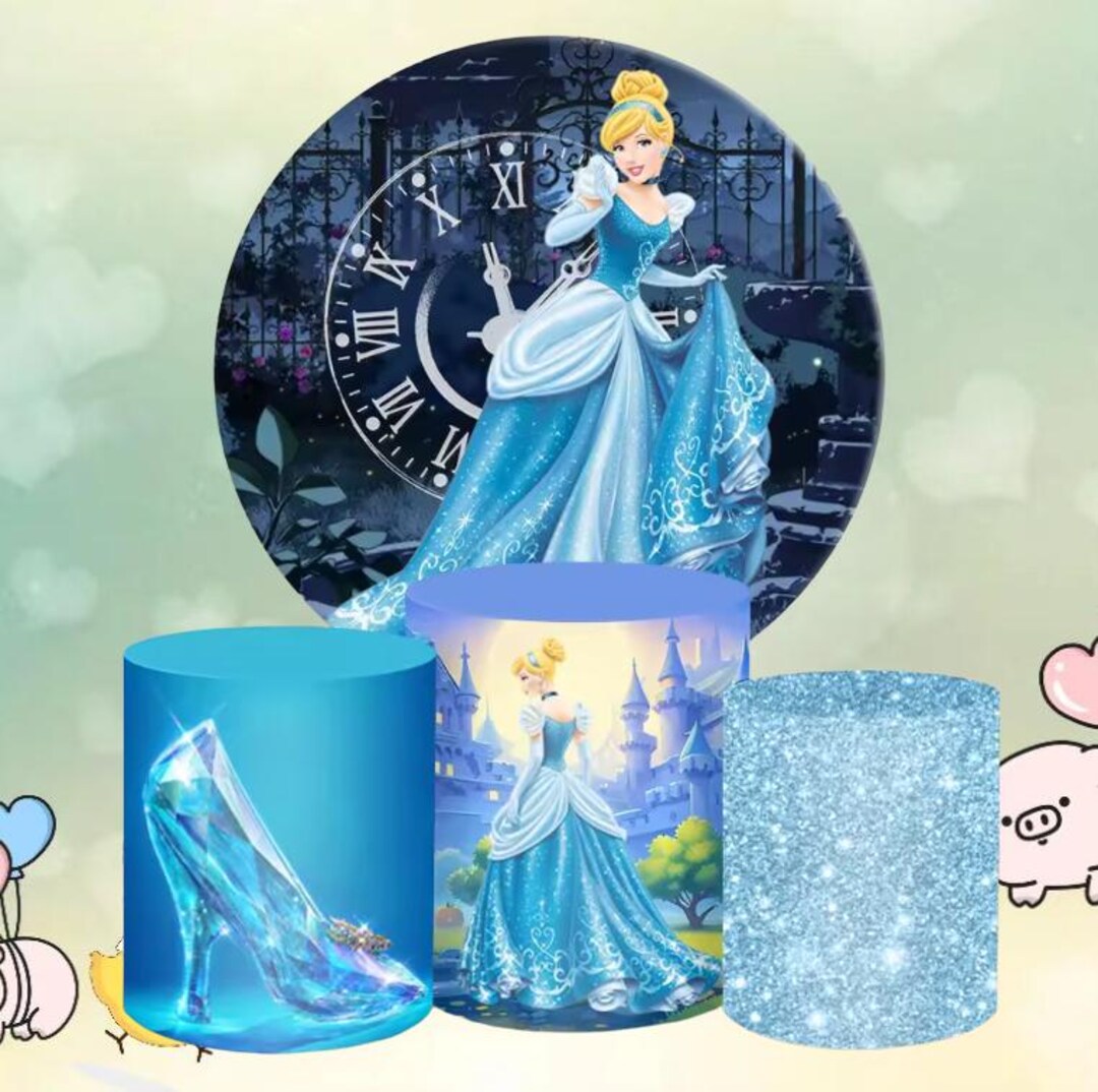 Cinderella Birthday Party Backdrop: Glass Slipper, Round Circle Cover ...