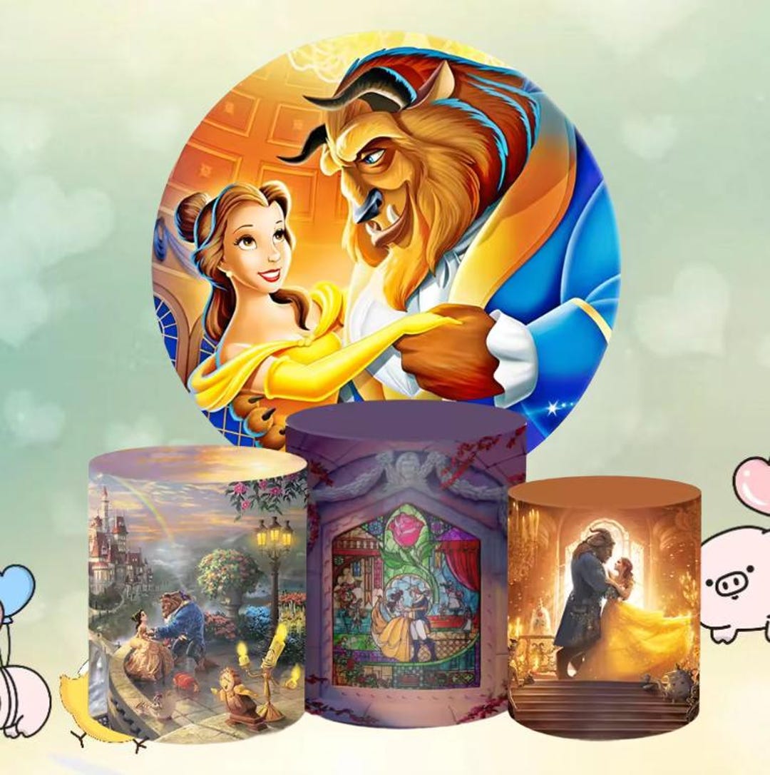 Disney Beauty and the Beast Princess Belle Round Backdrop Cartoon Photo ...