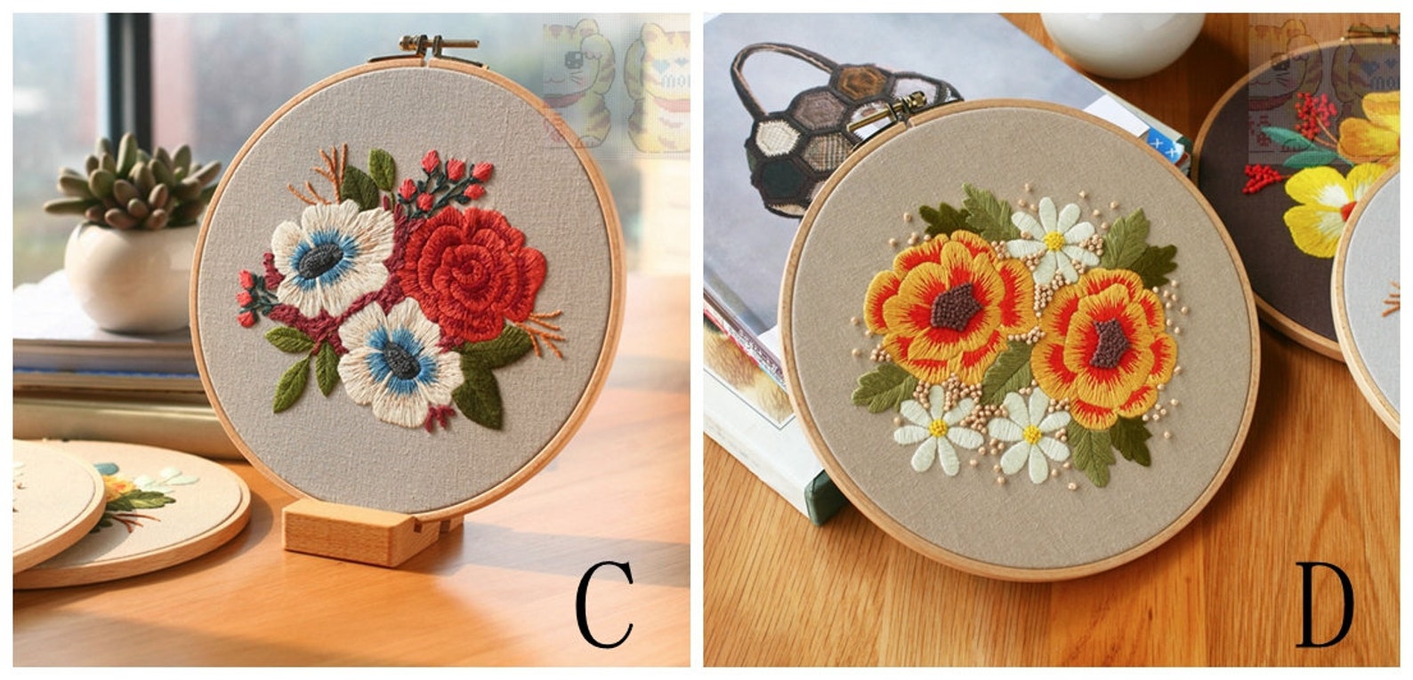 DIY Flower Embroidery Kit Hand Embroidery Kit Modern - Etsy