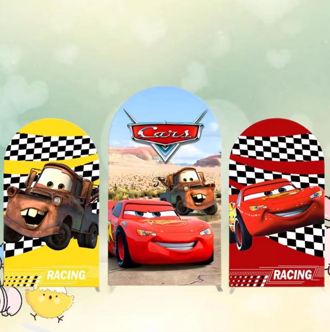 Cartoon Mcqueen Pixar Cars Arch Backdrop Double Side Cover Boy Birthday ...
