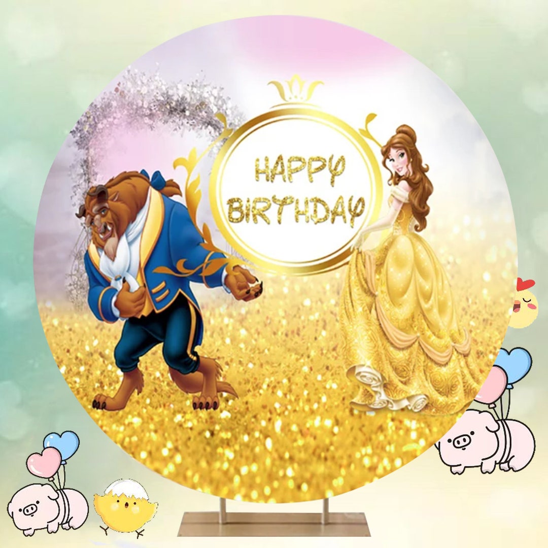 Beauty and the Beast Round Backdrop Disney Princess Belle Girls ...