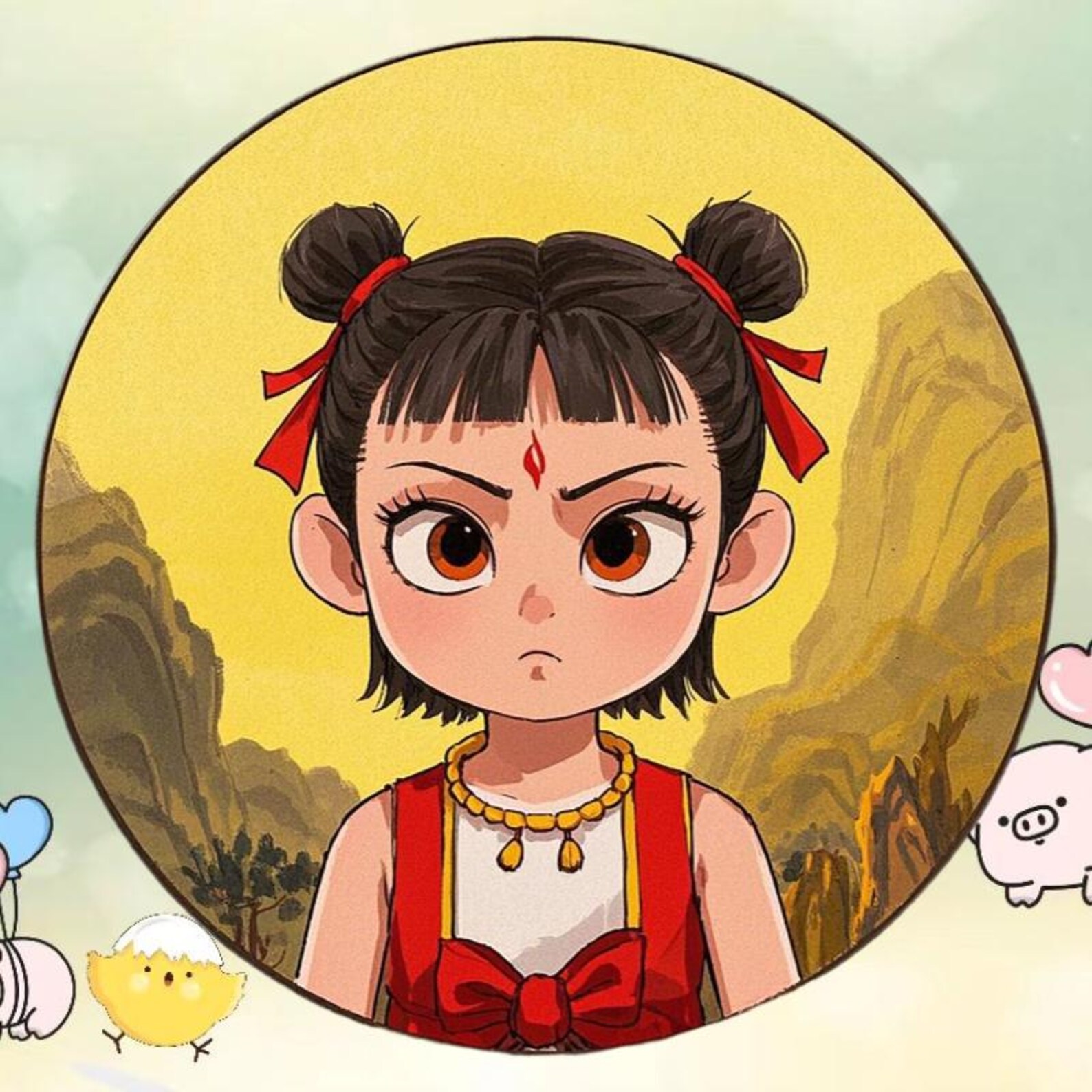 Ne Zha Round Backdrop Chinese Mythology Animated Film Nezha Birthday ...