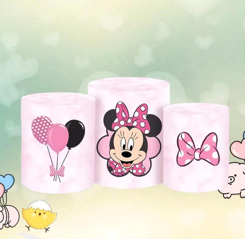 Mickey and Minnie Mouse Round Backdrop: Kids Birthday Party Decoration ...