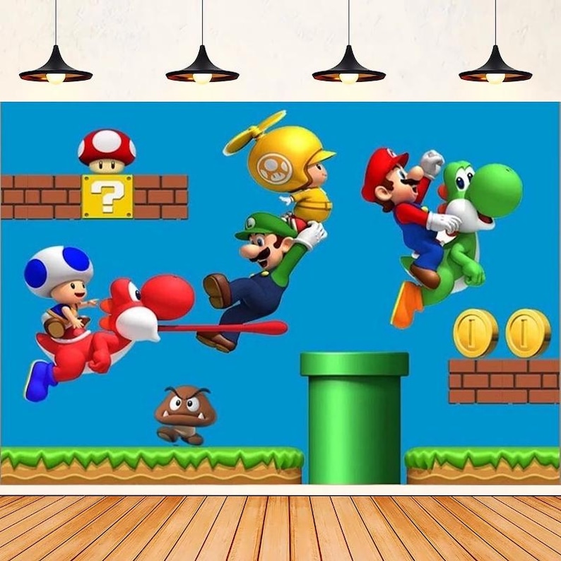 Super Mario Birthday Backdrop: Vinyl Photography Background, Custom ...