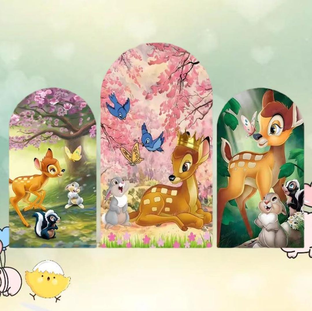 Bambi Deer Arch Backdrop Cover: Birthday Party Banner, Baby Shower ...