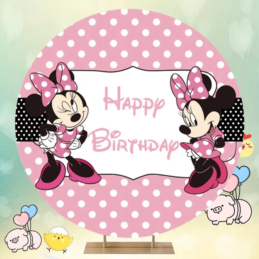Disney Mickey Mouse Happy Birthday Party Round Backdrops Polyester ...