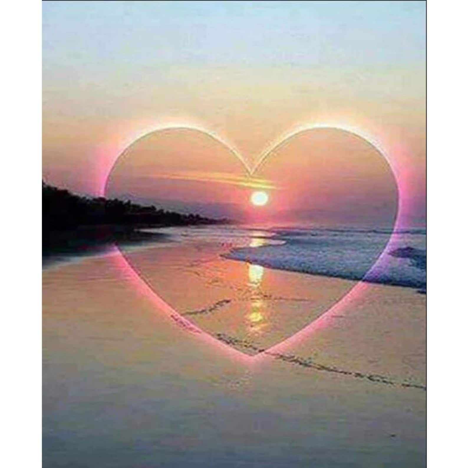 Love Shape in Sunset 5D DIY Diamond Painting Kit Full Drill - Etsy