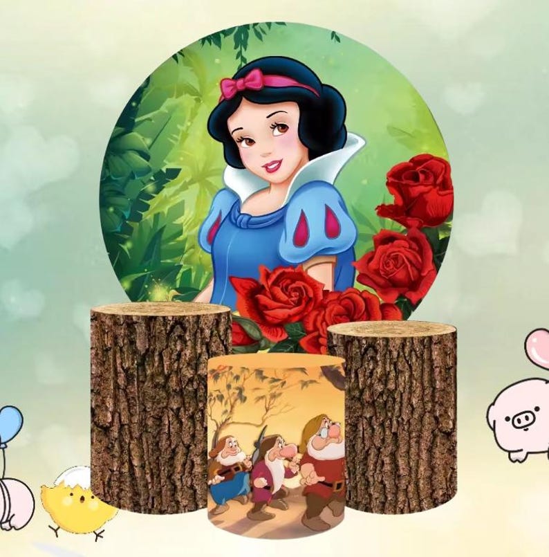 Snow White Round Backdrop, Princess Birthday Party Decoration - Etsy