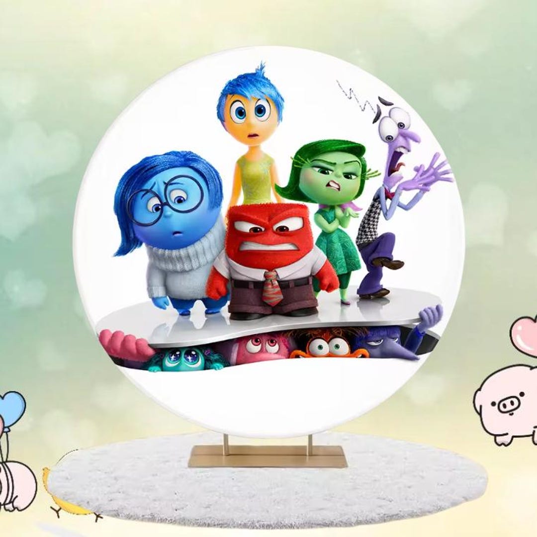 Inside Out Birthday Party Backdrop: Custom Round Fabric Cover - Etsy