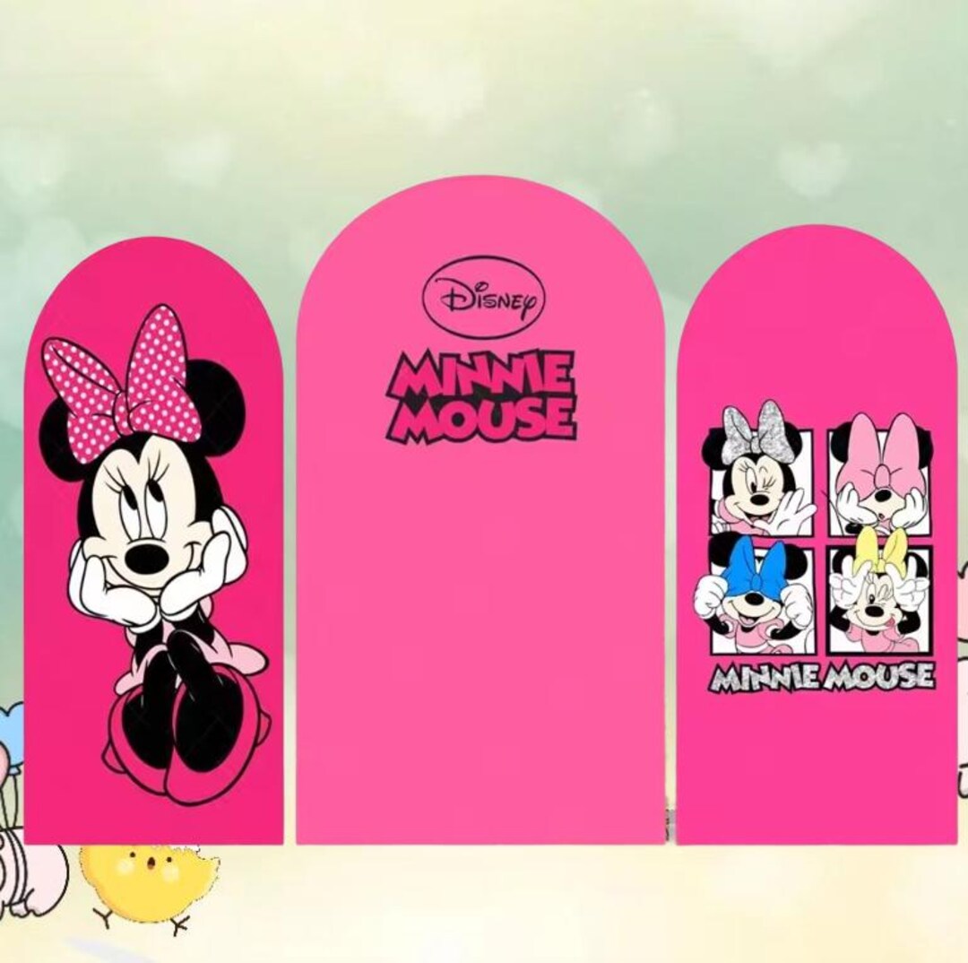 Minnie Mouse Arch Backdrop: Pink Cartoon Birthday Party Decor - Etsy