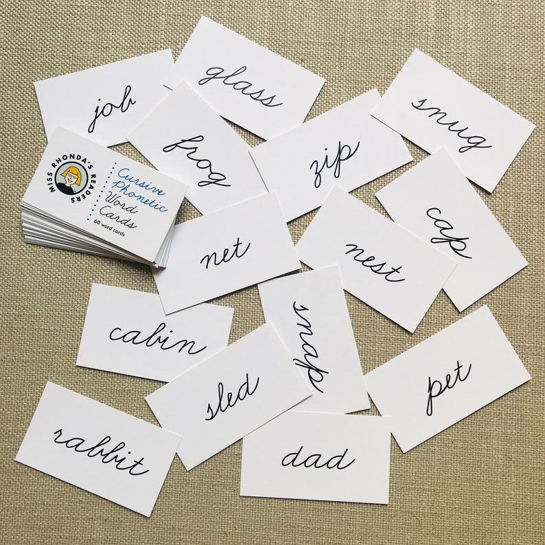 Cursive Phonetic Word Cards - Etsy