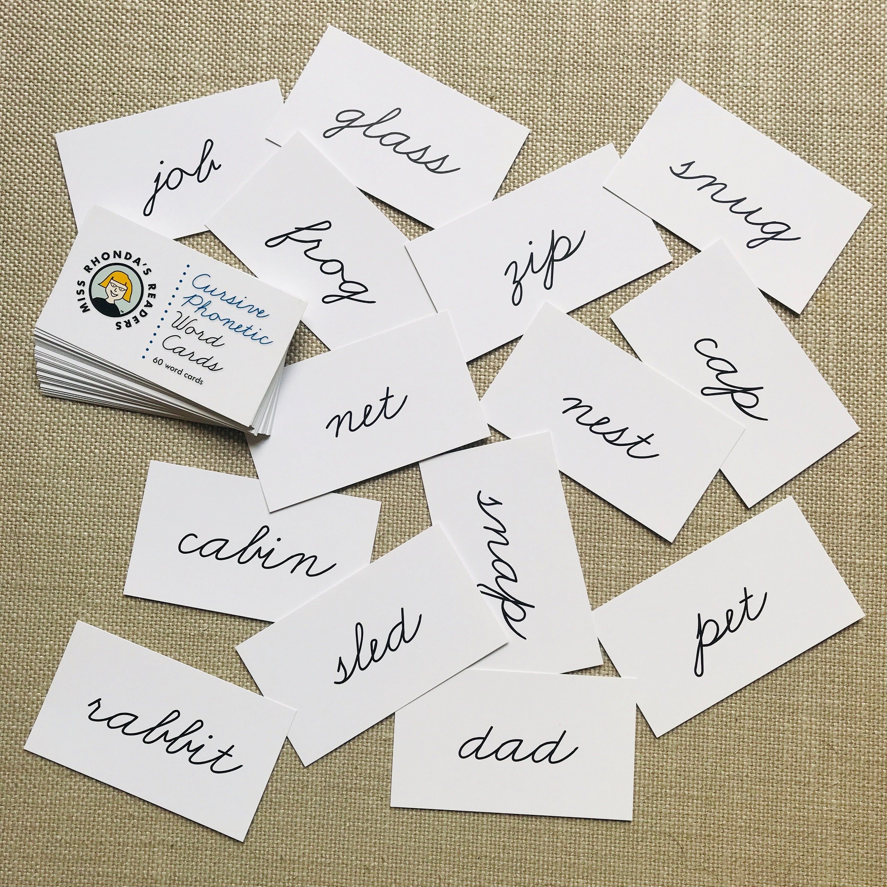 Cursive Phonetic Word Cards - Etsy