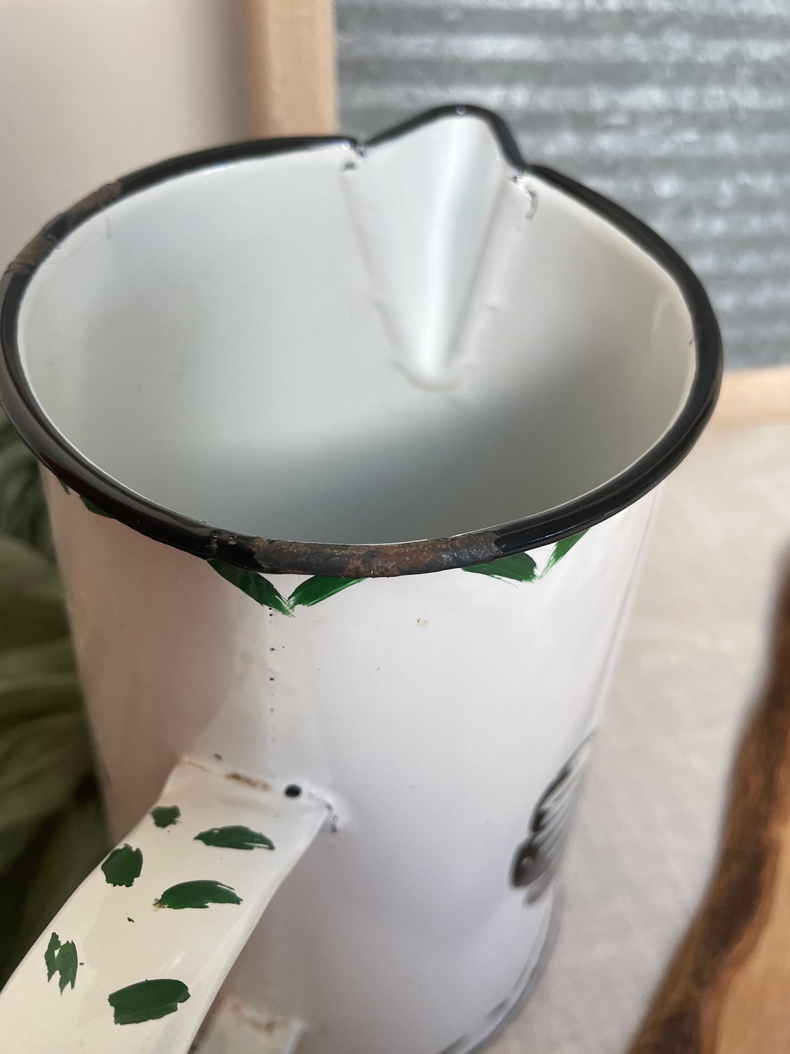Vintage Hand Painted Enamel Jug With Chicken Decoration// Farmhouse ...