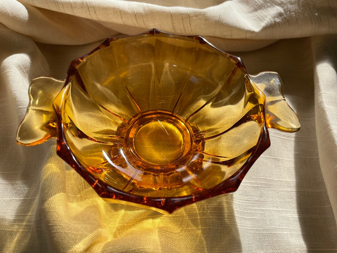 Vintage Sweet Shaped, Amber Glass, Candy Dish/ Fall/ Halloween Decor ...