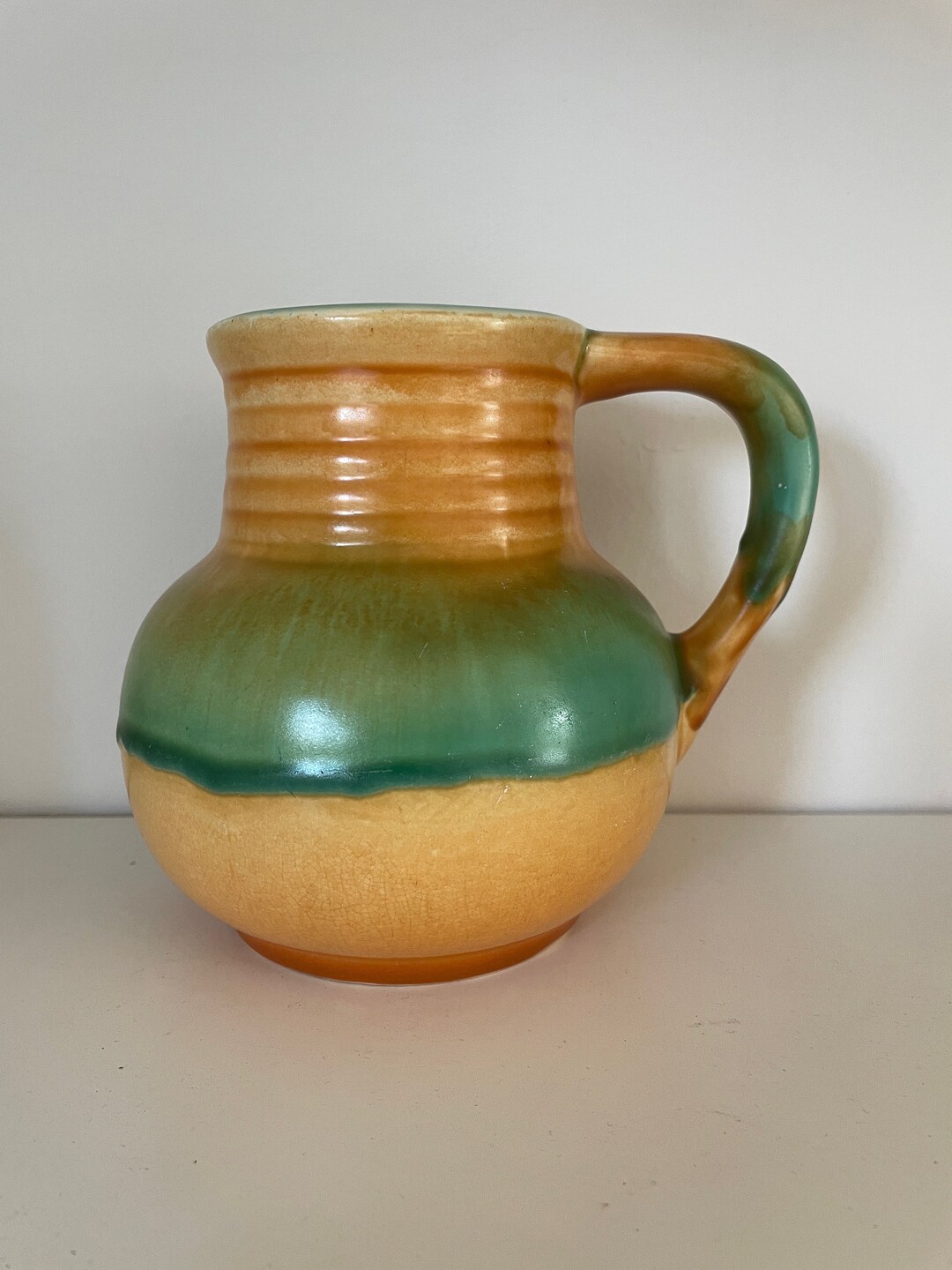 1920s Art Deco Wilton Ware Vase/jug in Orange and Green "roman" Design ...