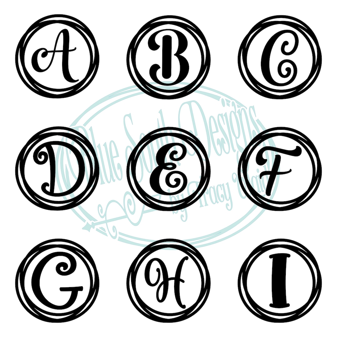 Letras circulares / Monograma / Iniciales / Calcomanías de llavero ...