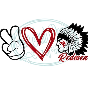 Peace Love Redmen SVG / Redmen Mascot /redmen Sublimation PNG / Redmen ...