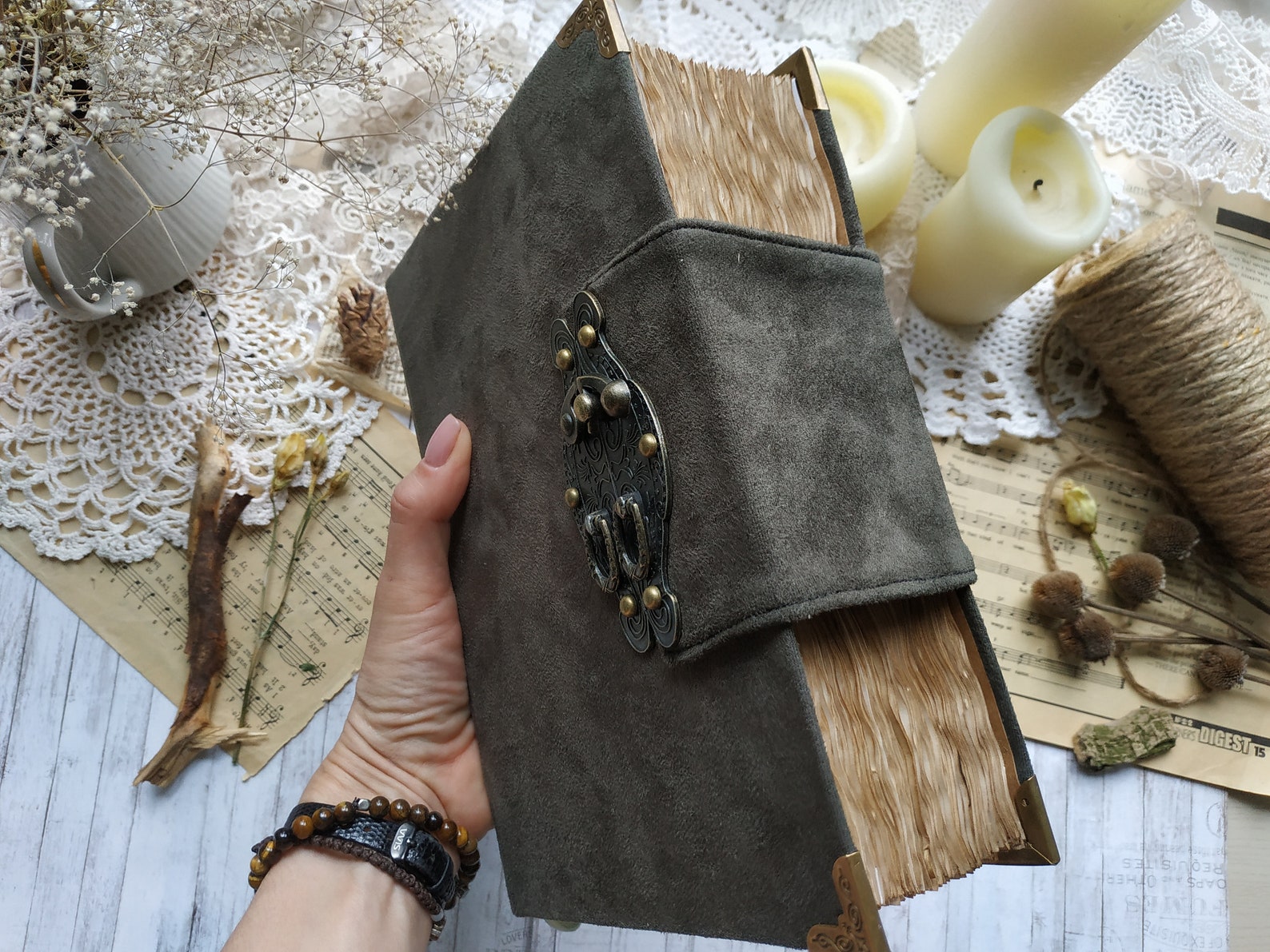Aged Grimoires With Lock Book of Shadows Spelling Book Fairly Book ...