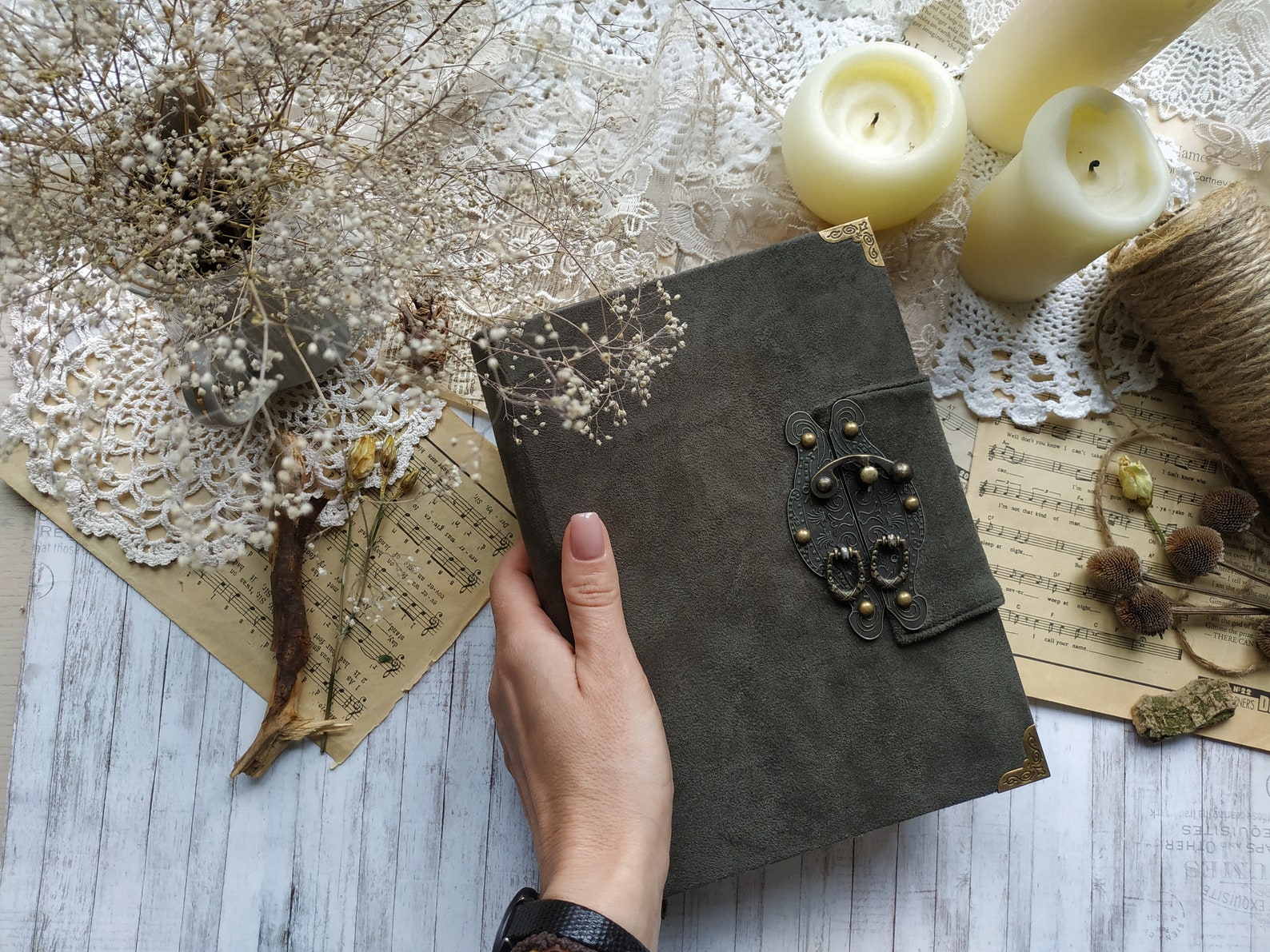 Aged Grimoires With Lock Book of Shadows Spelling Book Fairly - Etsy