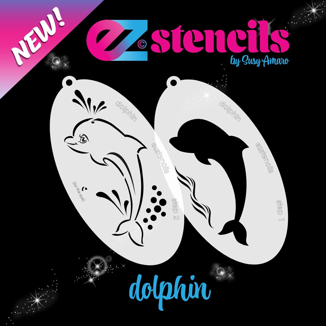 NEW: EZ Stencils - Dolphin 2 Stencil Set for Face Painting and Airbrush ...
