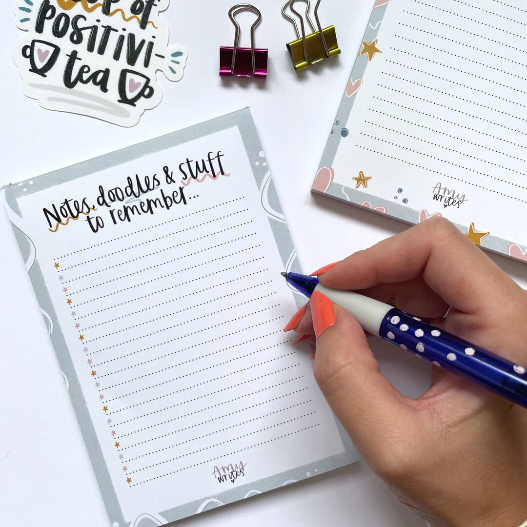 Notes, Doodles & Things to Remember A6 A5 Notepad, Cute Stationery ...