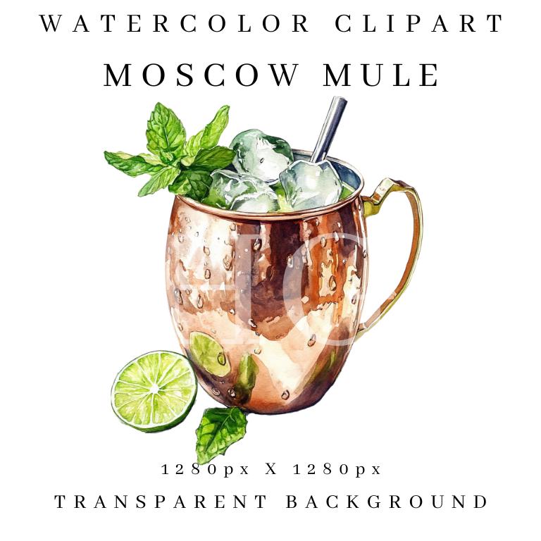 Apple Cider Mule Clipart, Watercolor Moscow Mule, Watercolor Cocktail ...