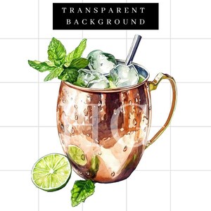 Apple Cider Mule Clipart, Watercolor Moscow Mule, Watercolor Cocktail ...