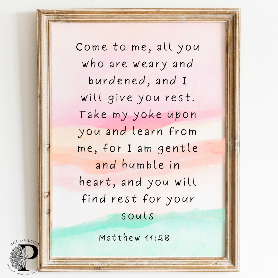 Matthew 11:28 Wall Scripture ,printable Blessing Wall Art Digital ...