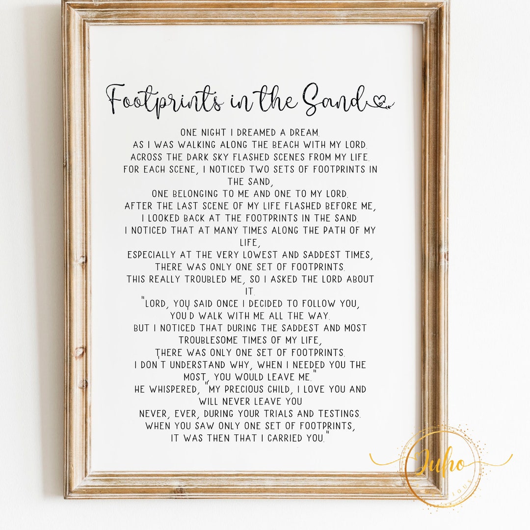 Footprints in the Sand ,printable Blessing Wall Art Digital Download ...