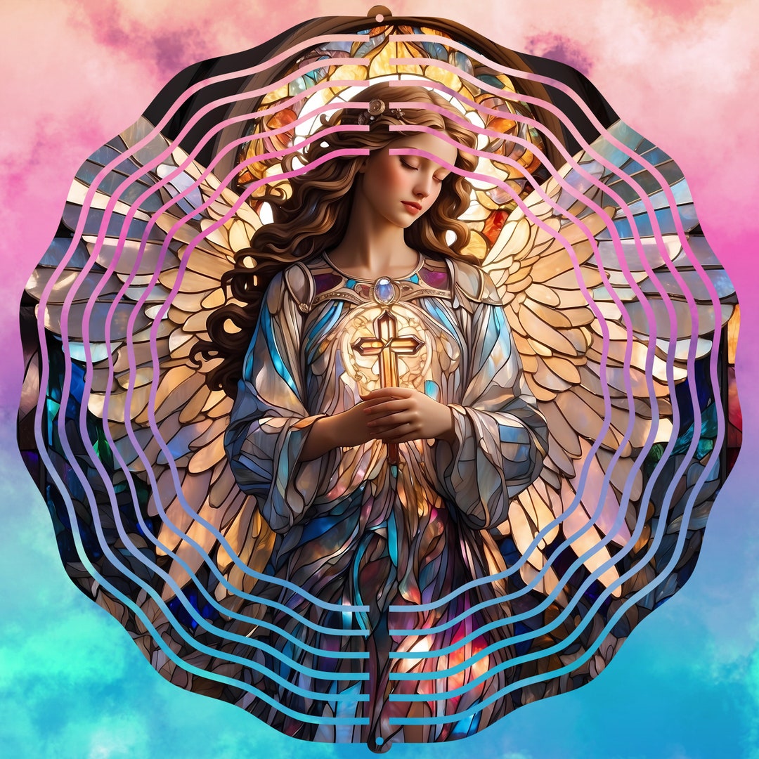 Angel Holographic, Wind Spinner Sublimation Design PNG, Instant ...