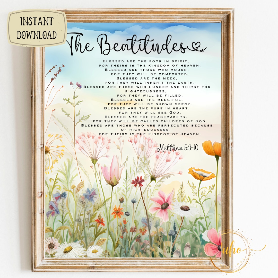 The Beatitudes , Printable Bible Verse Wall Art, Beatitudes Poster ...