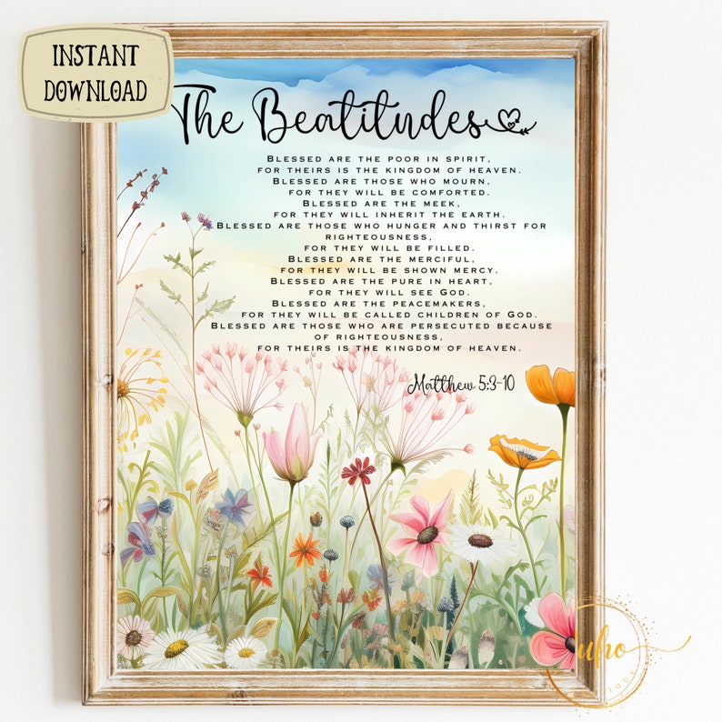 The Beatitudes , Printable Bible Verse Wall Art, Beatitudes Poster ...
