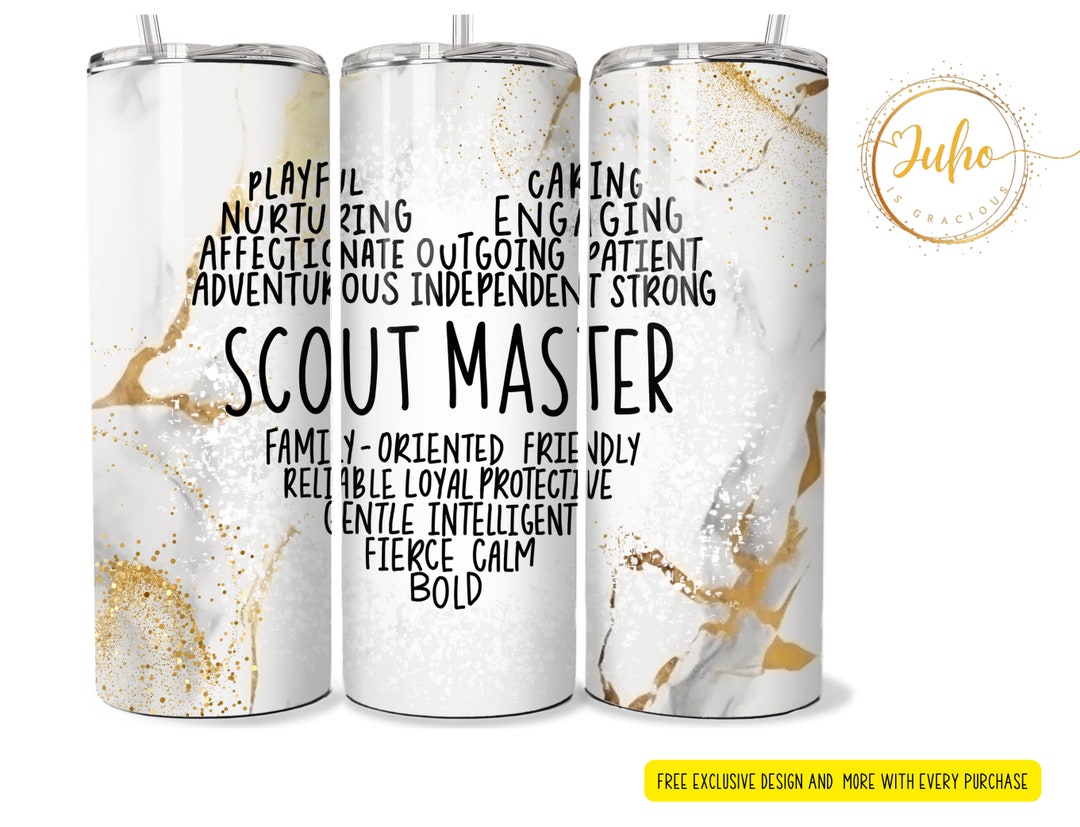 Scout Master Heart Tumbler Sublimation Wraps | 20oz Tumbler PNG Skinny ...