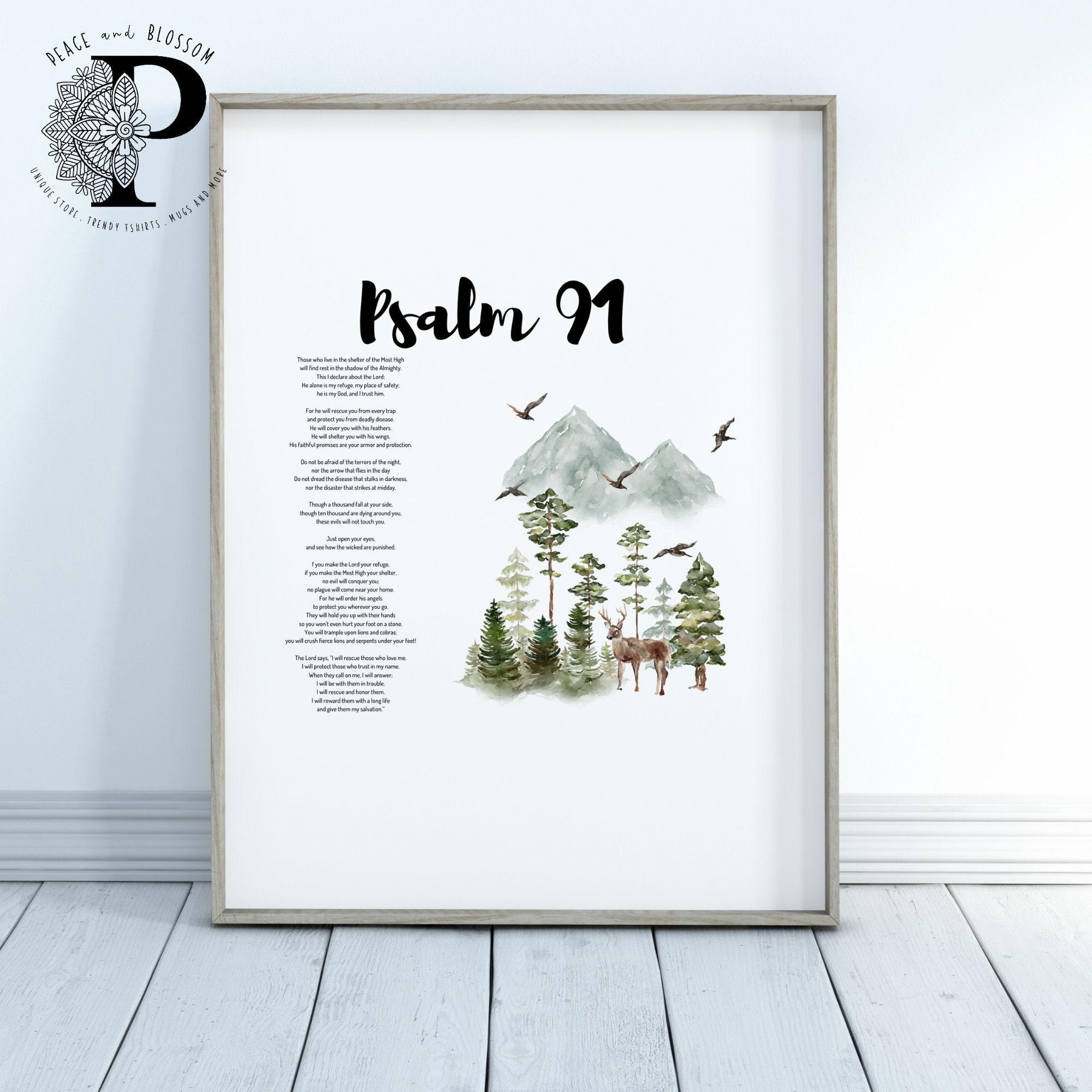 Psalm 91 Bible Print , Christian Wall Art Print , Bible Verse Art Print ...