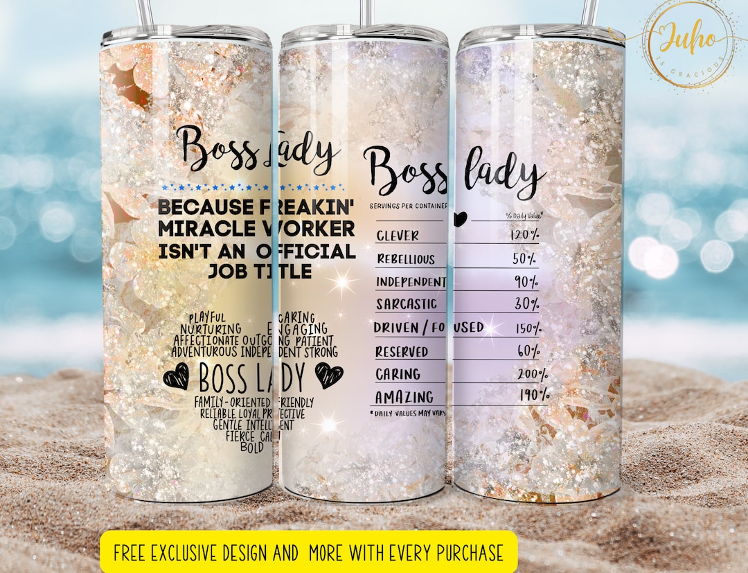 20 Oz Boss Lady Gift Tumbler Wrap Skinny Tumbler Designs | Sublimation ...