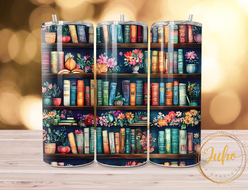 20oz Stack of Books Skinny Tumbler Wrap Png , Digital Download ...