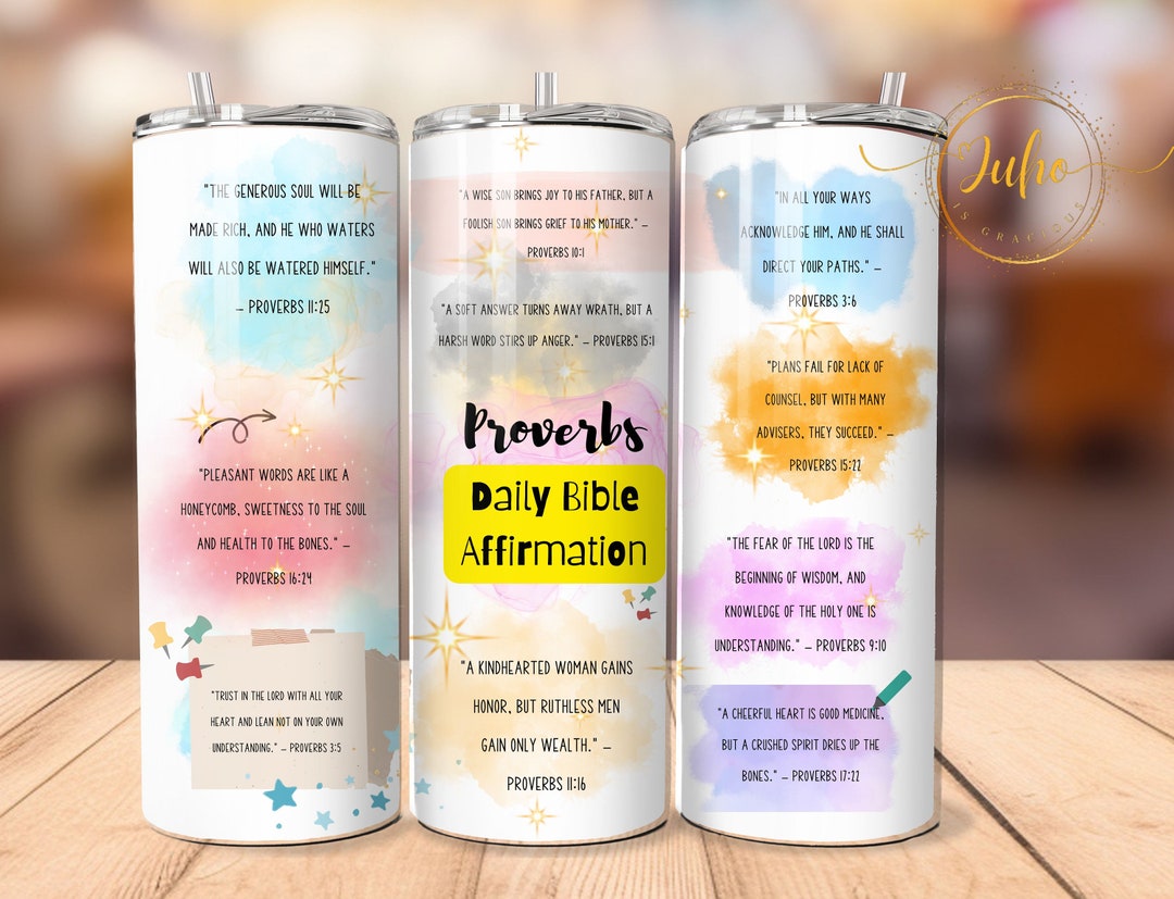 Daily Bible Affirmation Proverbs Skinny Tumbler Designs | Inspirational ...