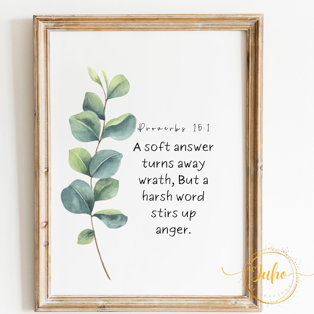 Proverbs 15:1 Wall Scripture ,printable Blessing Wall Art Digital ...