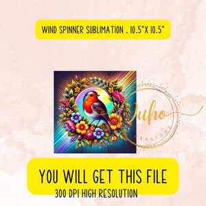 Robin Bird Wind Spinner , Wind Spinner Sublimation Design PNG, Instant ...