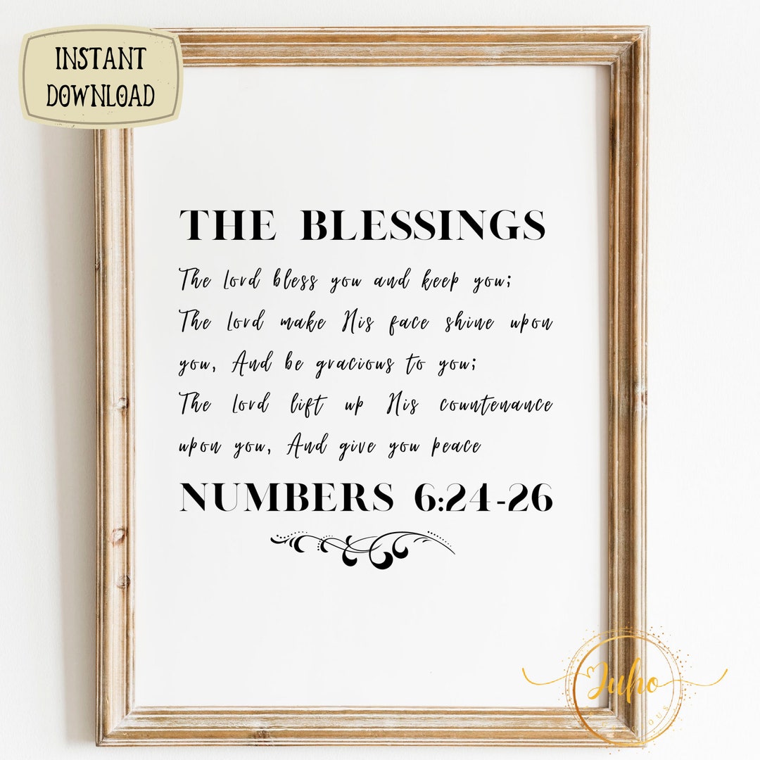 The Blessings Numbers 6:24-26 Wall Scripture ,printable Blessing Wall Art Digital Download Bible ...