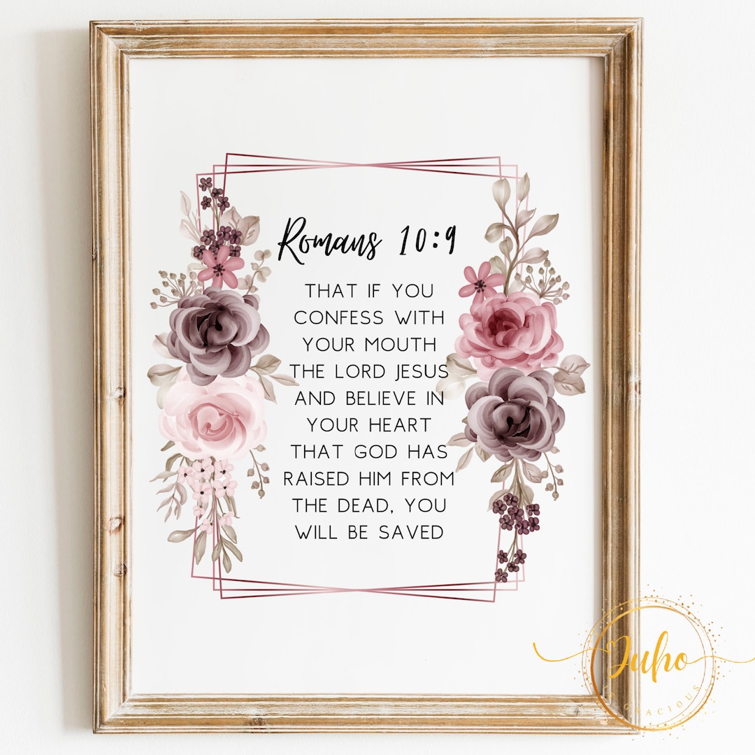 Romans 10:9 Wall Scripture ,printable Blessing Wall Art Digital ...